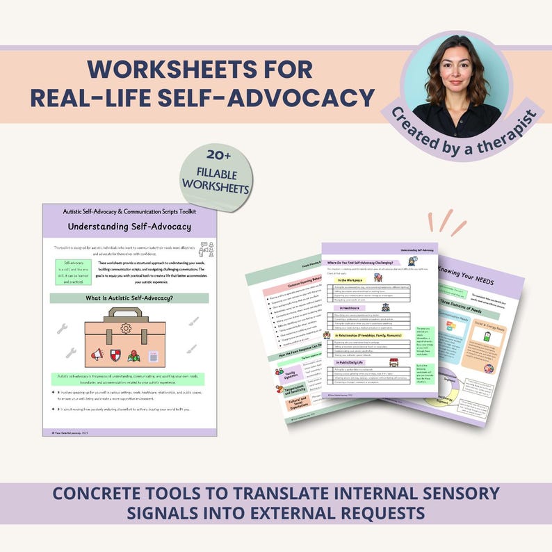 Autistic Self-advocacy Worksheets: Autism Disclosure, Setting ...