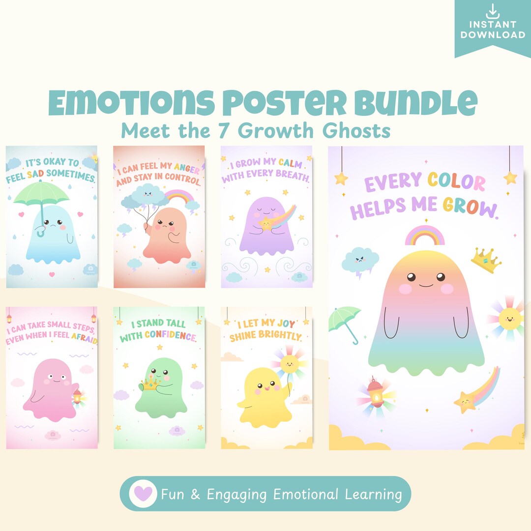 7 Positive Affirmation Posters Growth Mindset Emotional Learning Prints ...