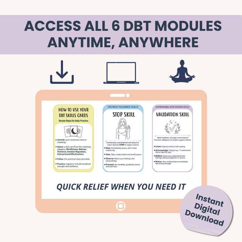 DBT Skills Flashcards: Emotional Regulation & Coping Skills (printable ...