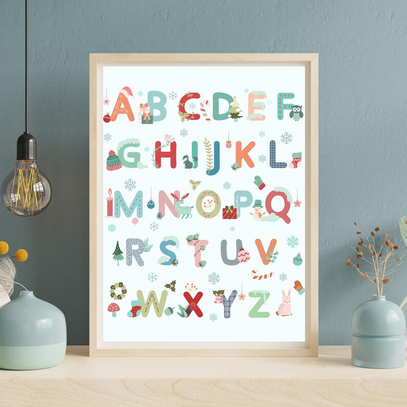 Winter ABC Poster for Kids, Digital Alphabet Wall Art, Winter ...
