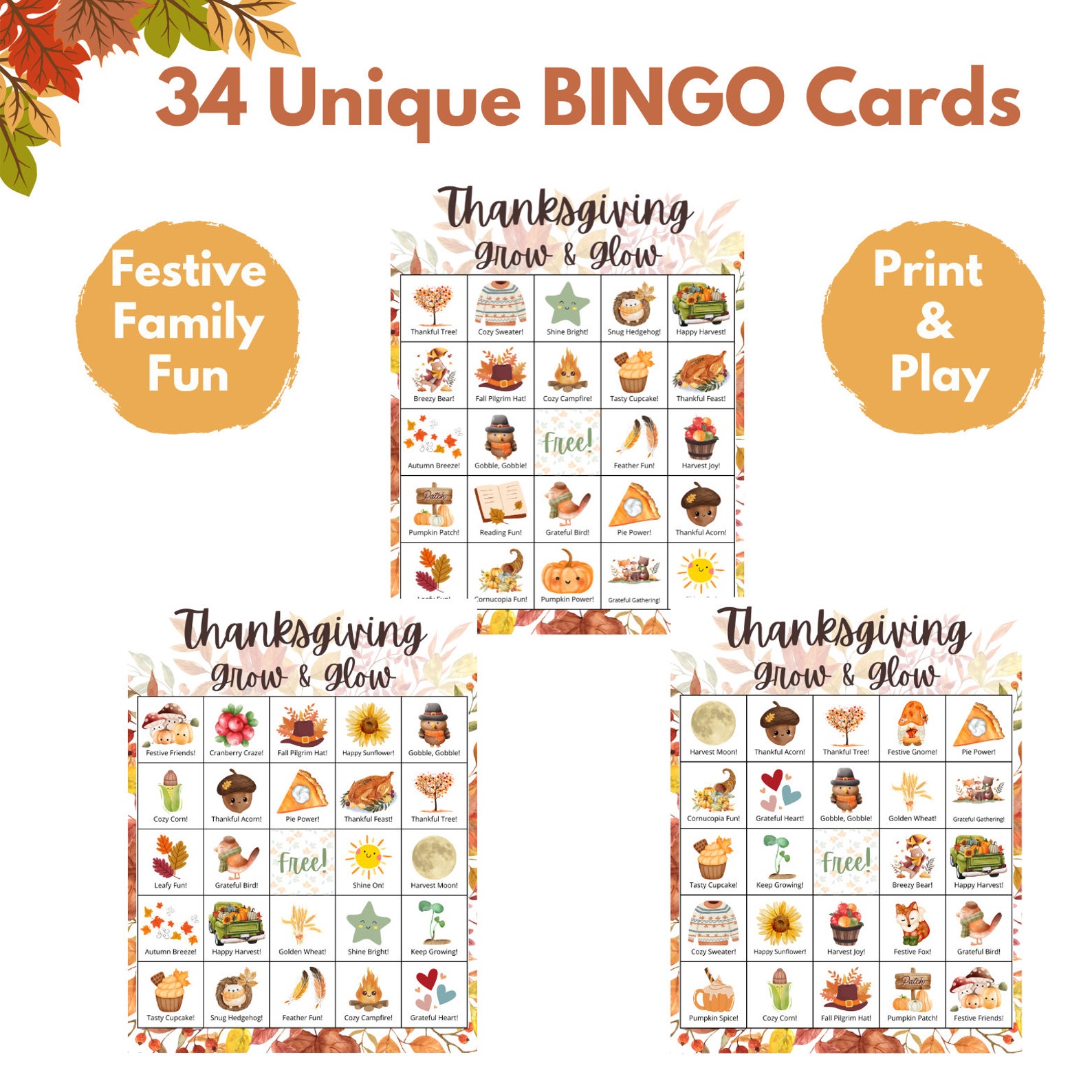 Thanksgiving Bingo Cards Printable, Growth Mindset Game for Kids ...