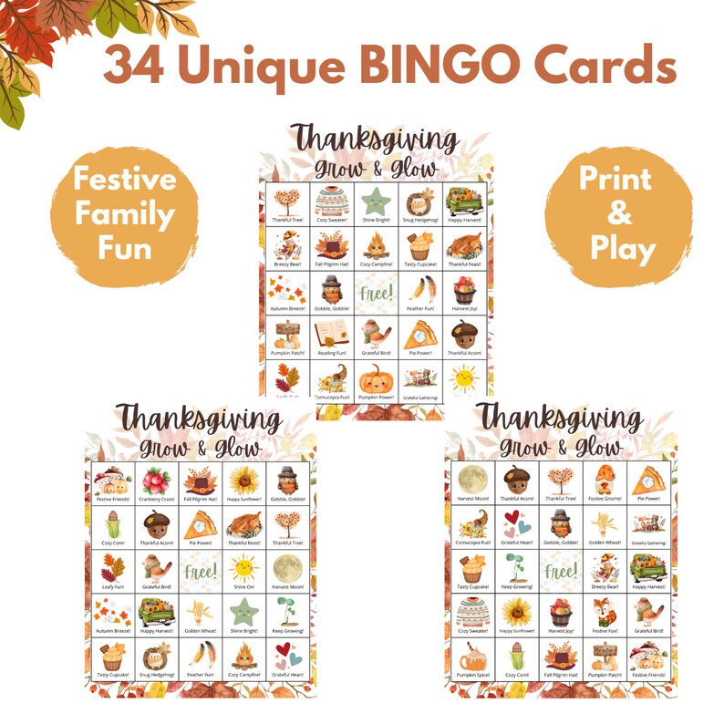 Thanksgiving Bingo Cards Printable, Growth Mindset Game for Kids ...