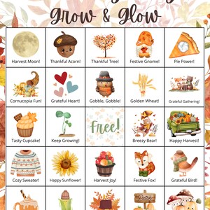 Thanksgiving Bingo Cards Printable, Growth Mindset Game for Kids ...