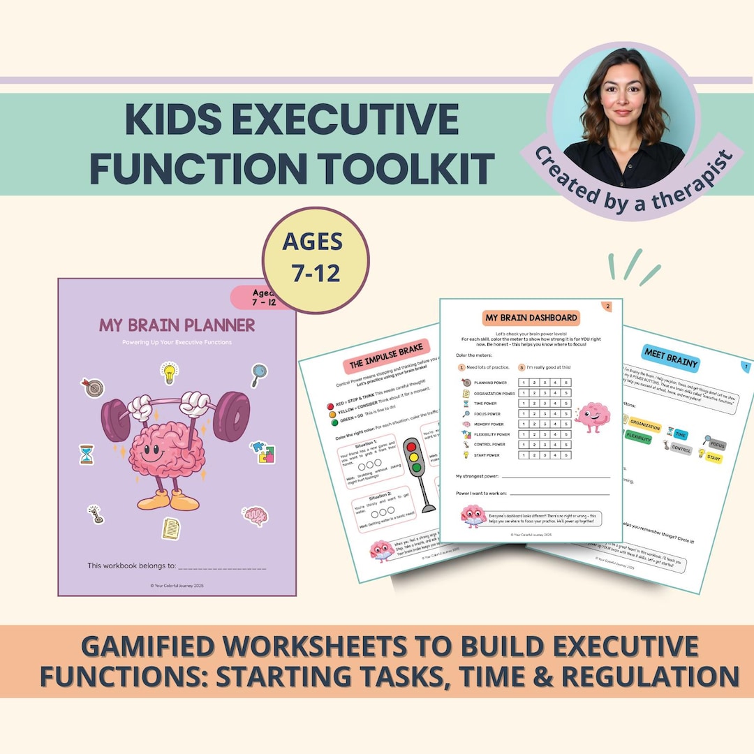 Kids Executive Function Worksheets: ADHD Support for Focus, Self ...