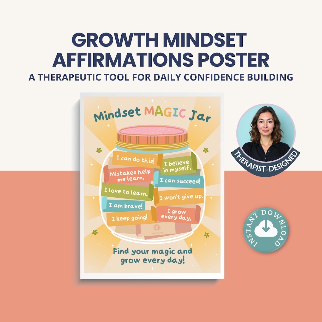 Growth Mindset Printable Poster for Kids & Teens, Positive Affirmations ...