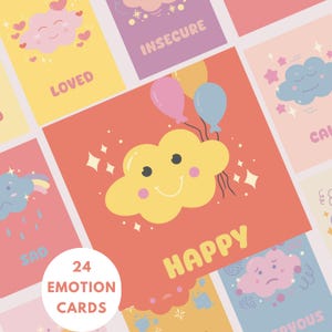 24 Printable Feelings Cards Kids Emotional Learning 2 Versions Included ...
