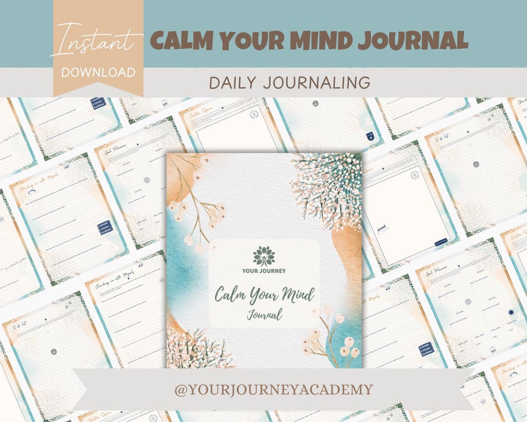 Calm Your Mind Journal, Stress Management Workbook, Emotional Support ...