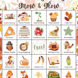 Thanksgiving Bingo Cards Printable, Growth Mindset Game for Kids ...