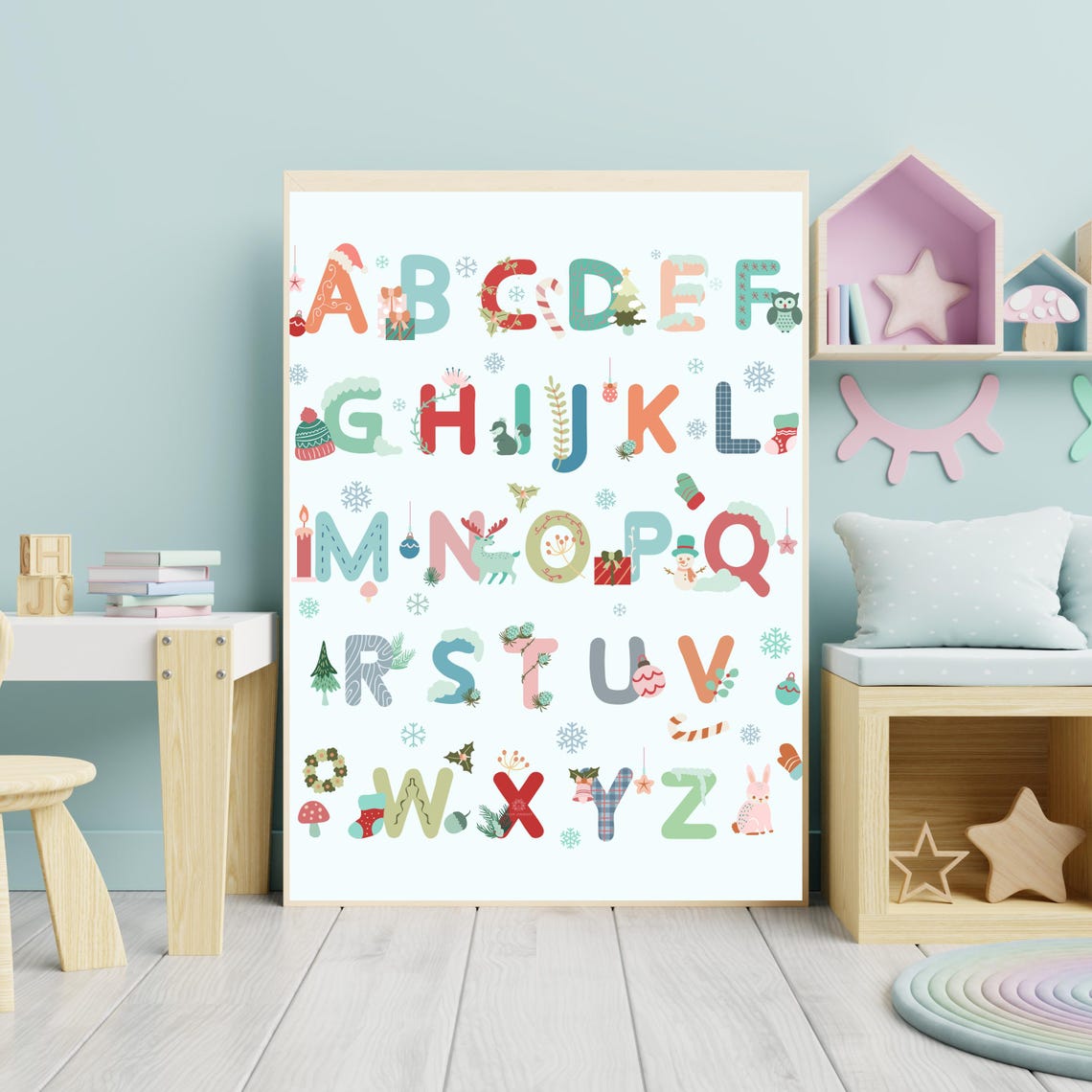 Winter ABC Poster for Kids, Digital Alphabet Wall Art, Winter ...