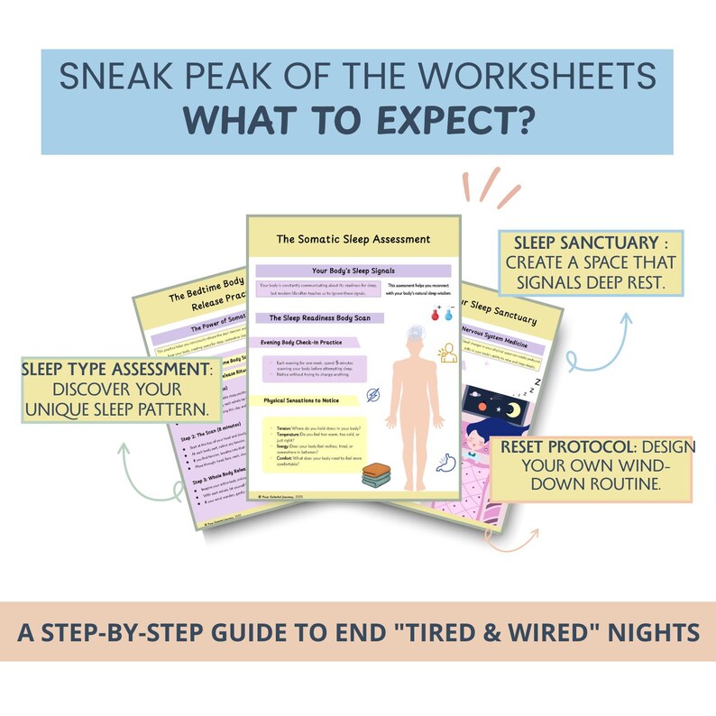 Somatic Sleep Toolkit & CBT Worksheets for Nervous System Regulation ...