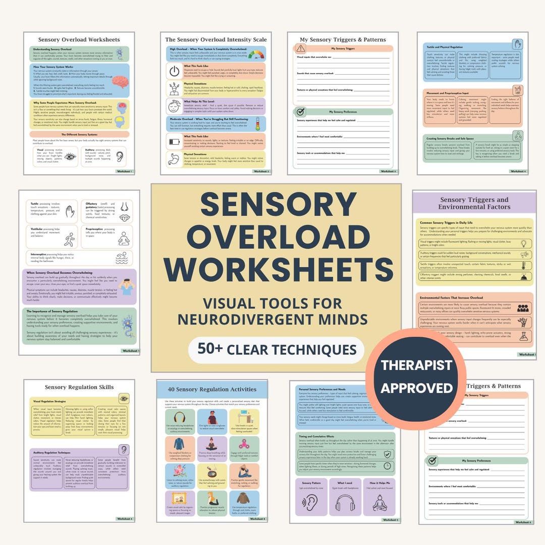 Sensory Therapy Worksheets, Neurodivergent Cheat Sheets Overstimulated ...