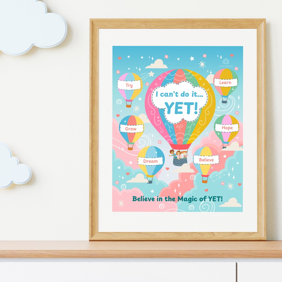 Growth Mindset, Hot Air Balloon Wall Art, the Power of Yet ...