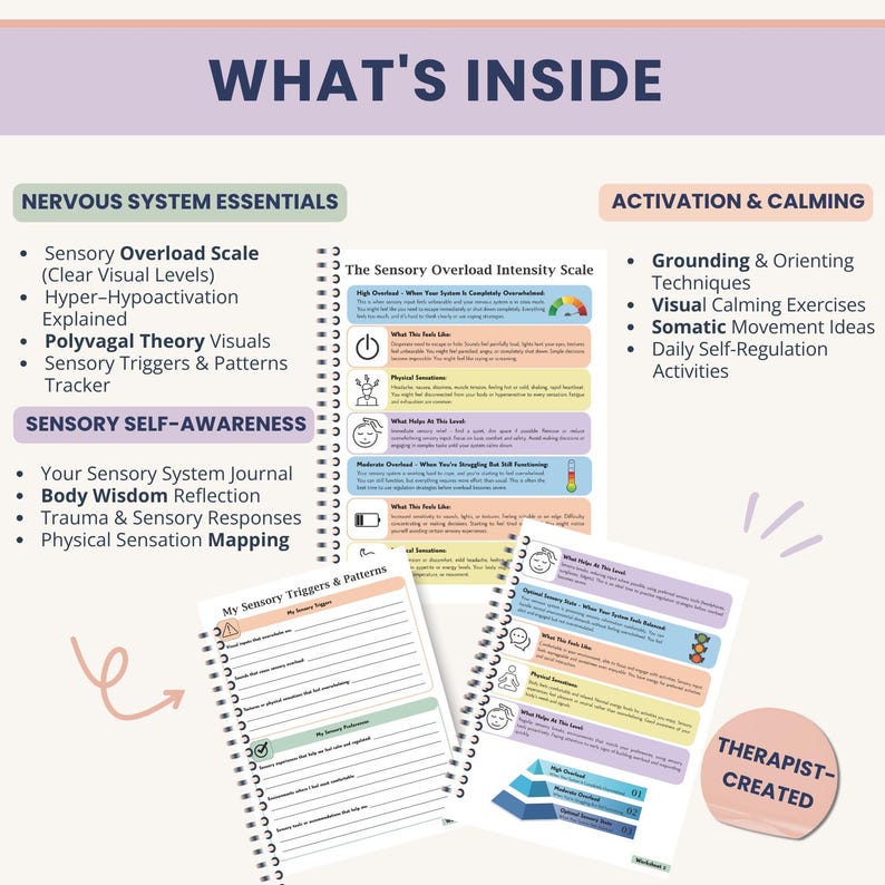 Sensory Therapy Worksheets, Neurodivergent Cheat Sheets Overstimulated ADHD Autism Polyvagal ...