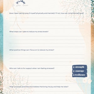 Calm Your Mind Journal, Stress Management Workbook, Emotional Support ...