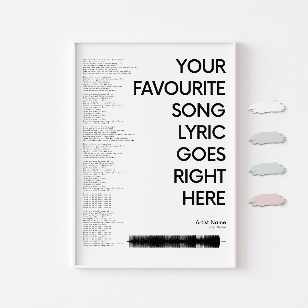 Personalisiertes Poster mit Songtext Digitaler Download Kunstdruck ...