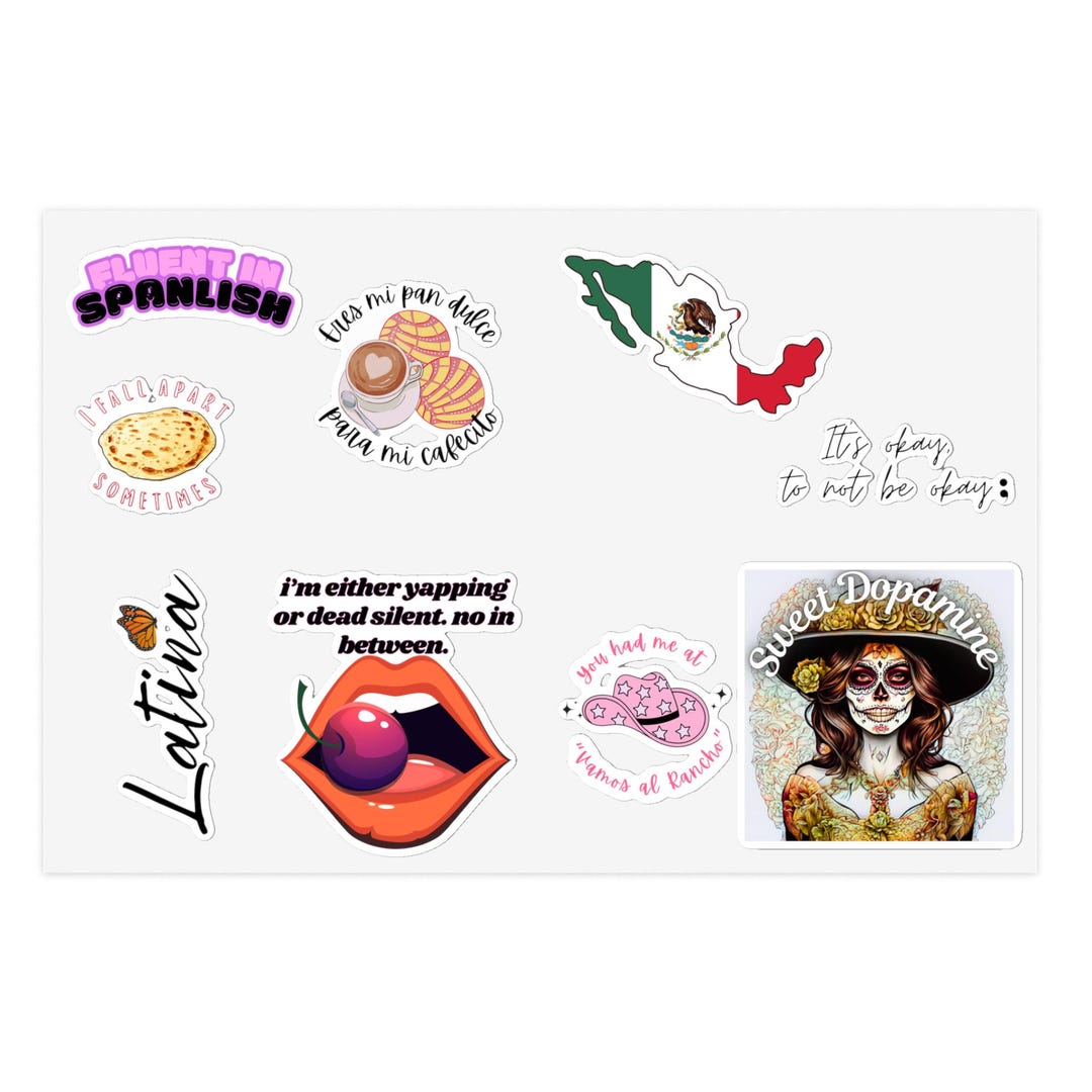 Sticker Sheet Bundle, Mexican Proud Latina and Educated Funny Stickers ...