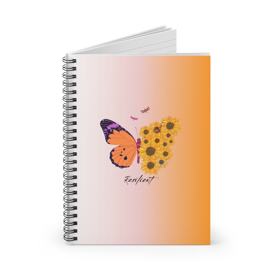 Resilient Monarch Butterfly Sunflower Print Spiral Notebook Ruled Line ...