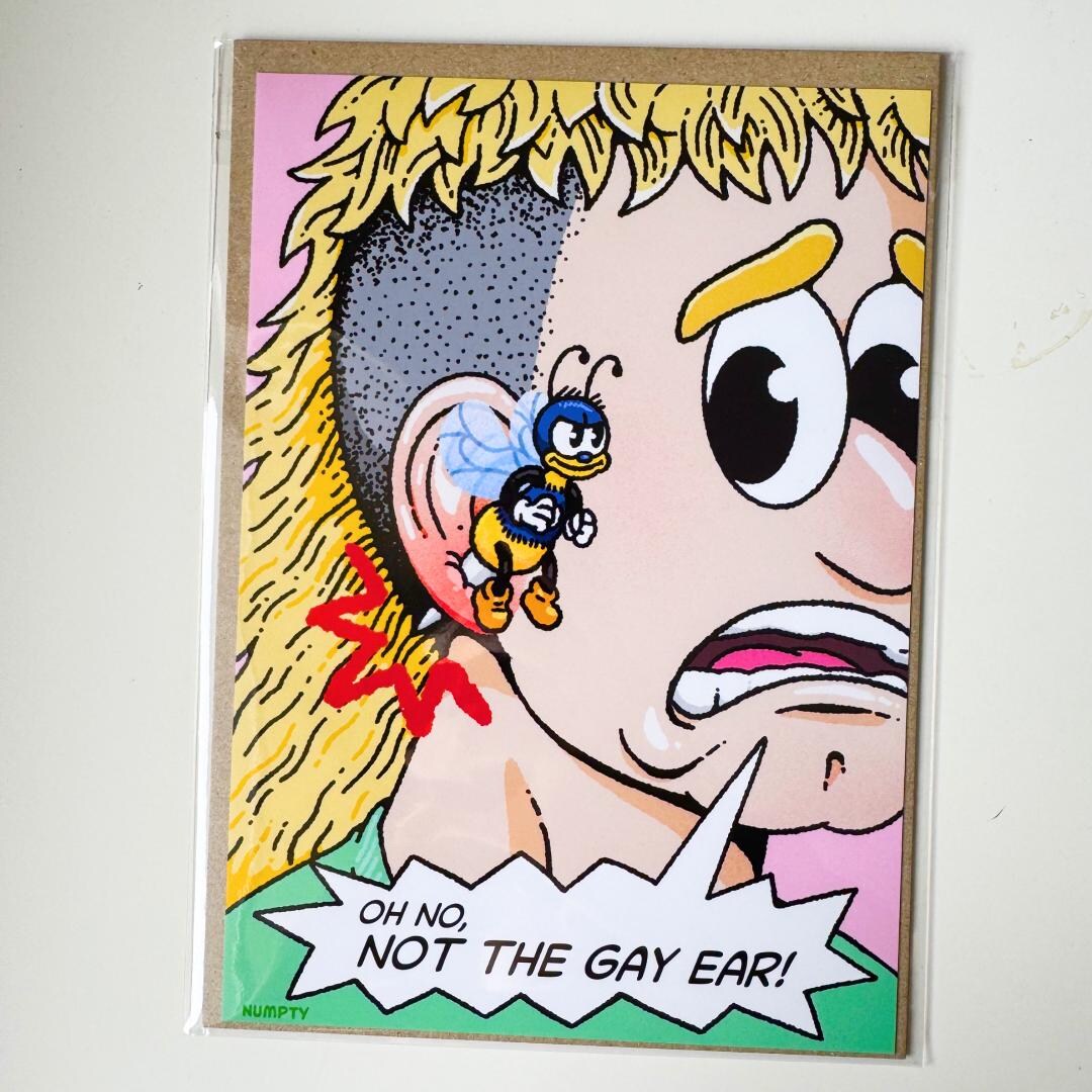 Funny Cartoon Mullet Guy With Bee Piercing | 'oh No Not the Gay Ear ...