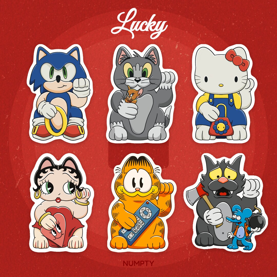 Classic Cartoon Lucky Cat Stickers // Vinyl Diecut - Etsy