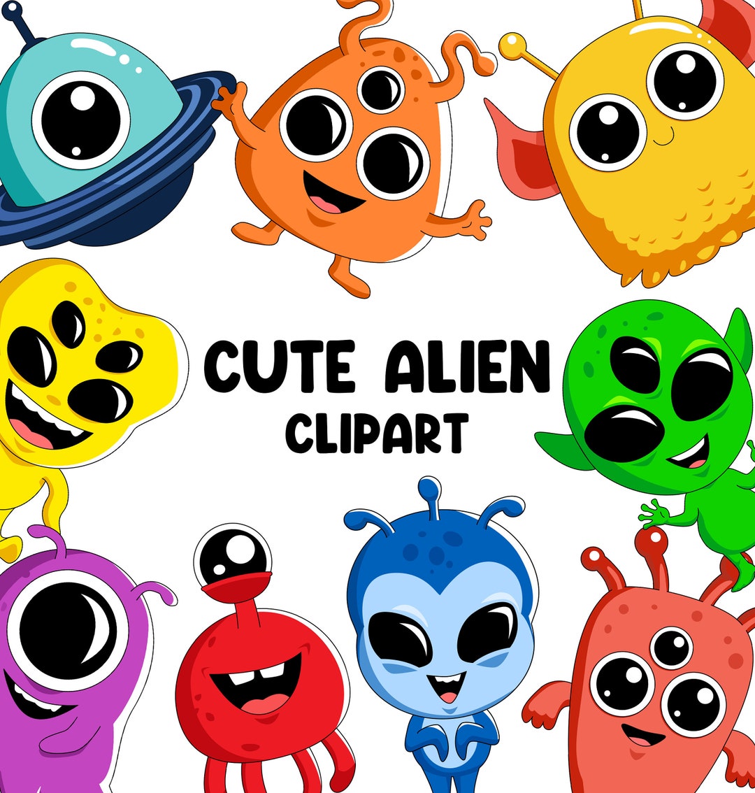 Cute Alien Clipart Set - Adorable Extraterrestrial Graphics for ...
