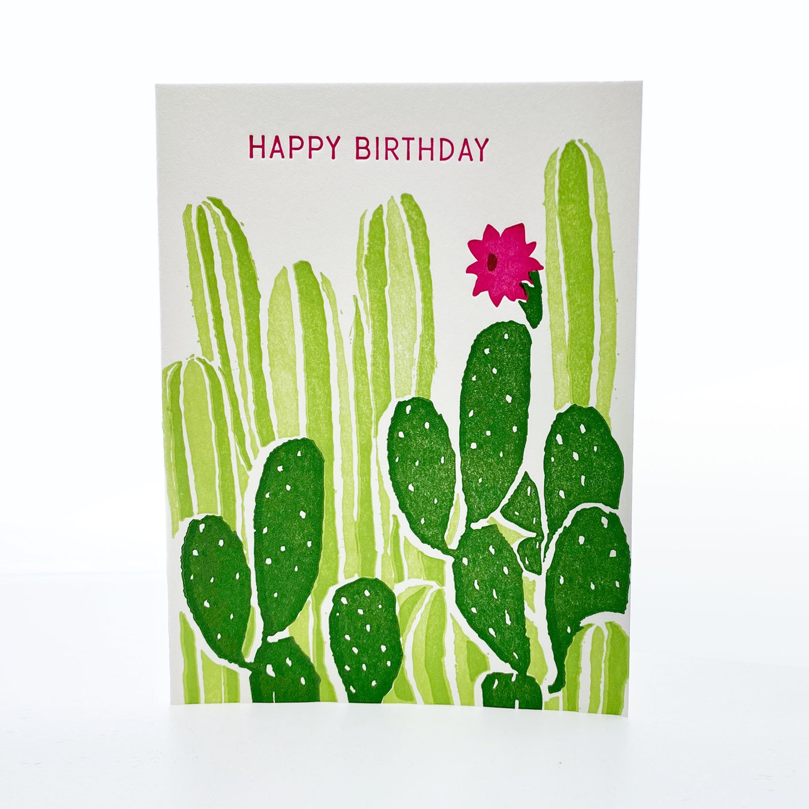 A2-195 - Cactus "happy Birthday" Letterpress Card - Etsy