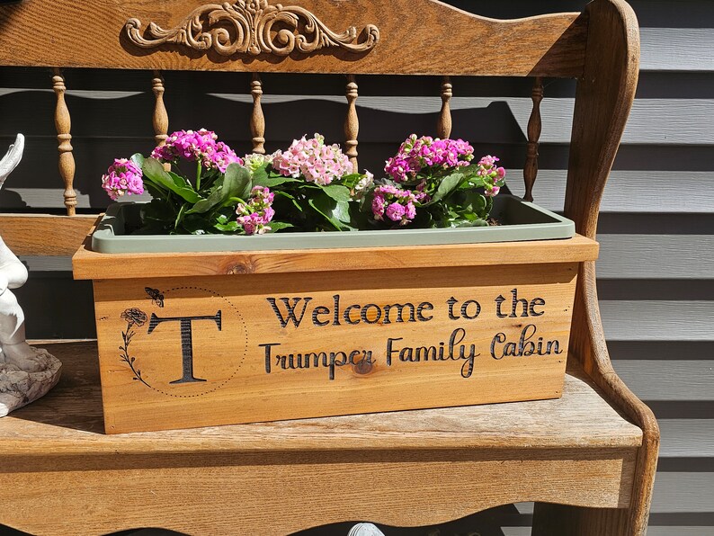 Lake House Cedar Planter - Personalized Cabin Flower- Patio Flower Pot ...