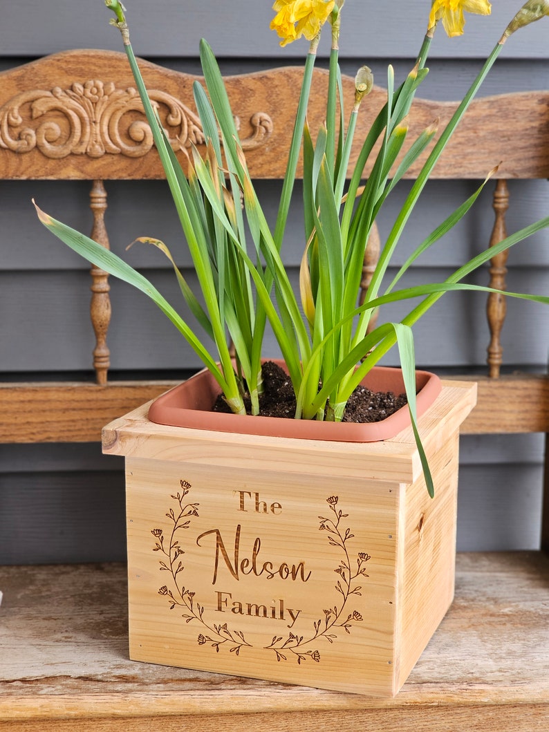 Memorial Cedar Box | Custom Planter | Personal Flower Pot - Etsy