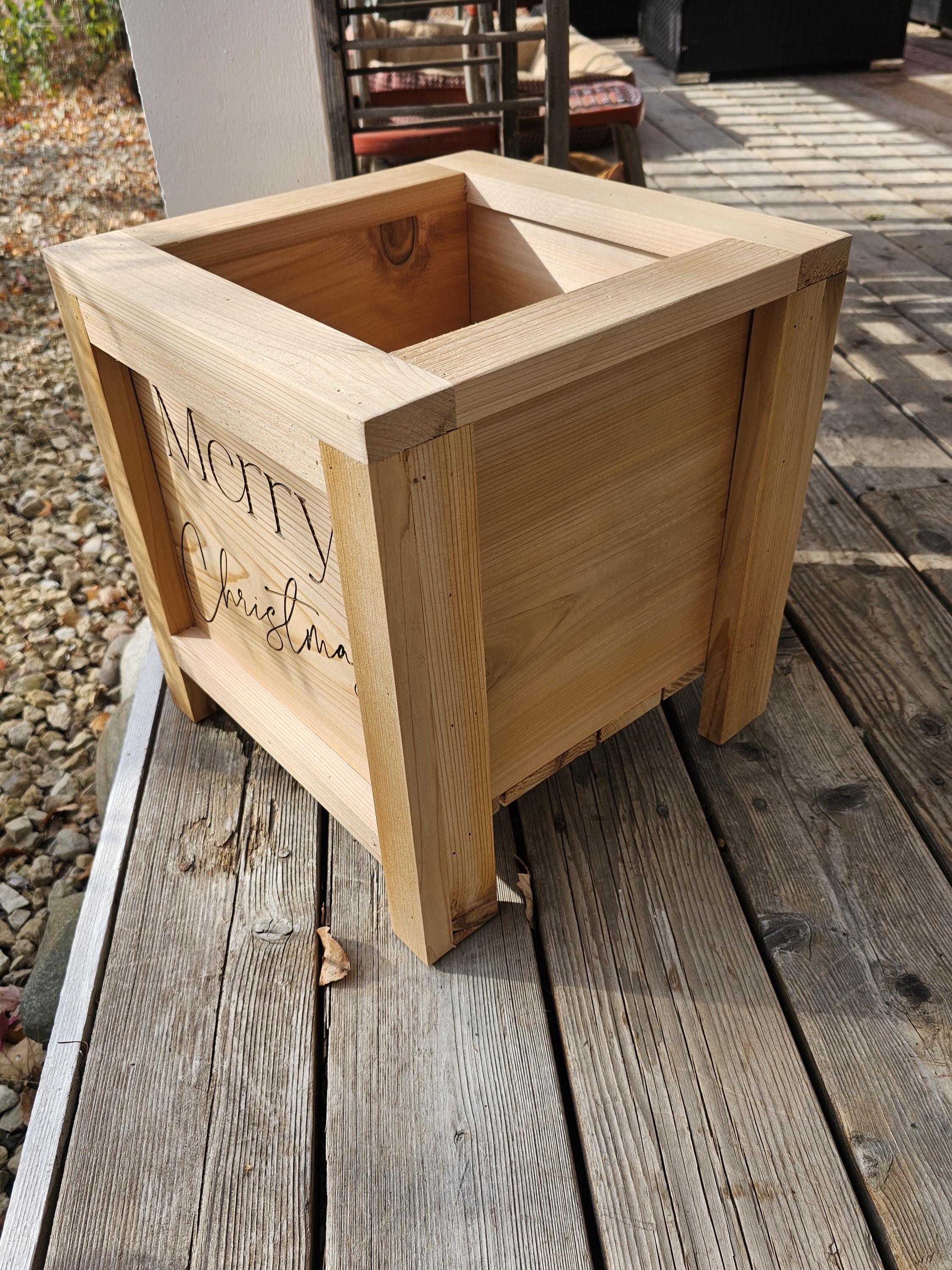 Personalized Cedar Plant Box | Custom Christmas Planter | Engraved Wood ...
