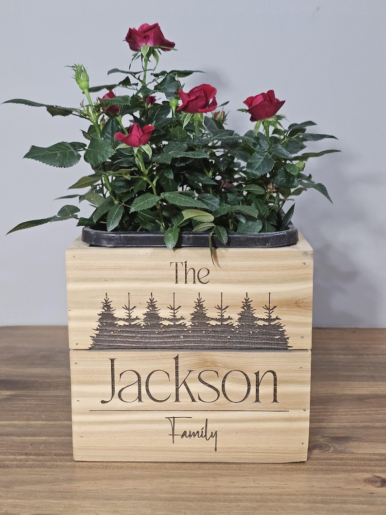 Personalized Flower Pot, Custom Wood Planter Box, Corporate Gifts - Etsy