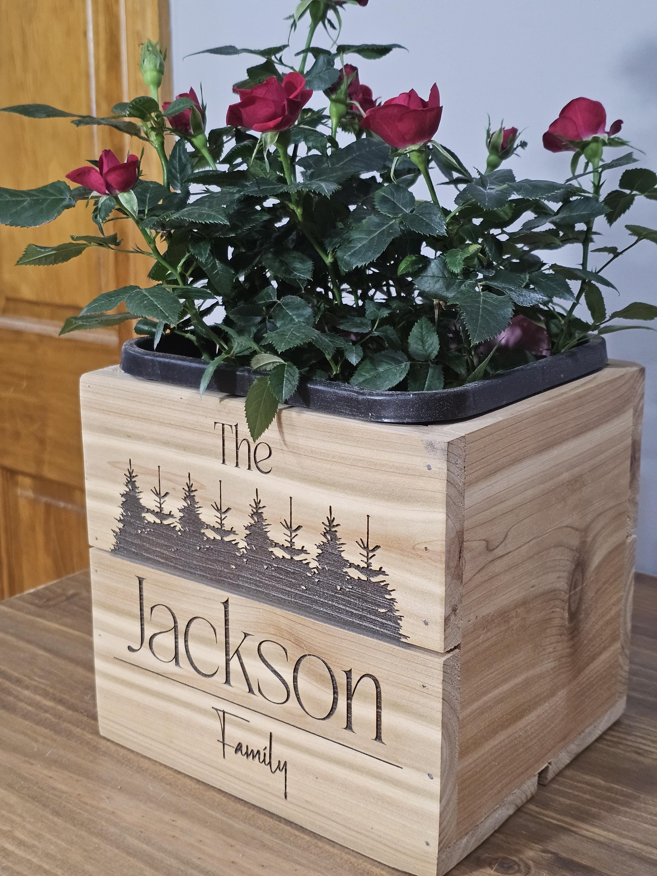 Personalized Flower Pot, Custom Wood Planter Box, Corporate Gifts - Etsy