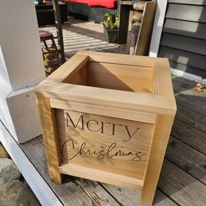 Personalized Cedar Plant Box | Custom Christmas Planter | Engraved Wood ...
