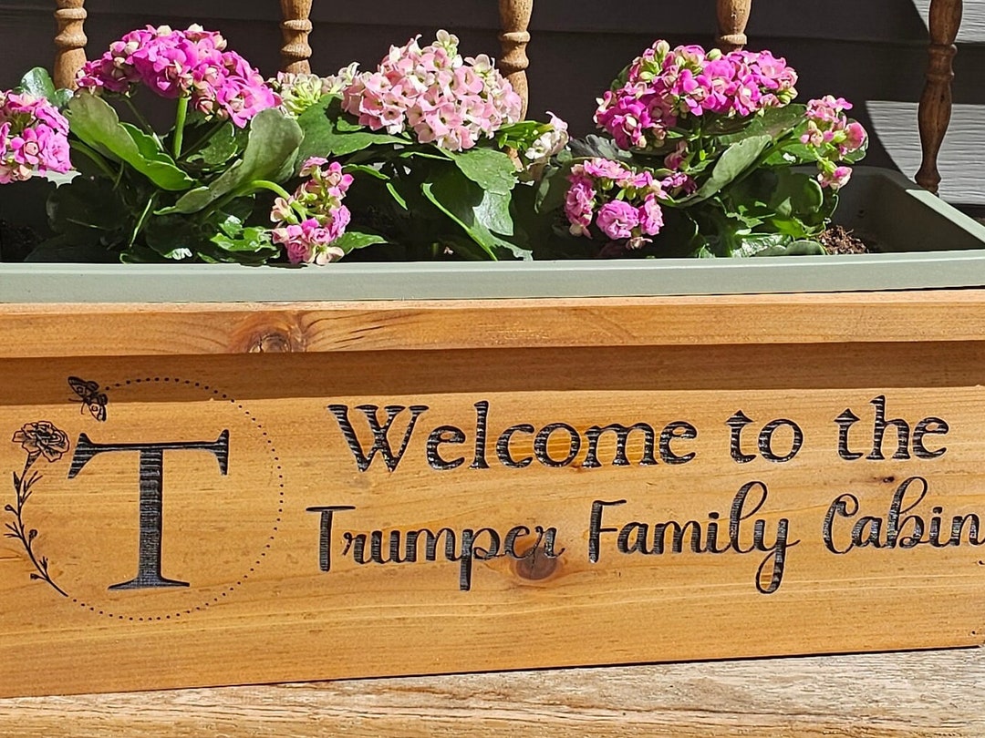 Lake House Cedar Planter - Personalized Cabin Flower- Patio Flower Pot ...