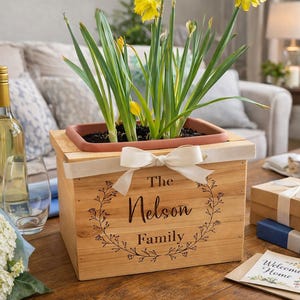 Personalized Cedar Planter Box, Laser Engraved Garden Decor - Etsy