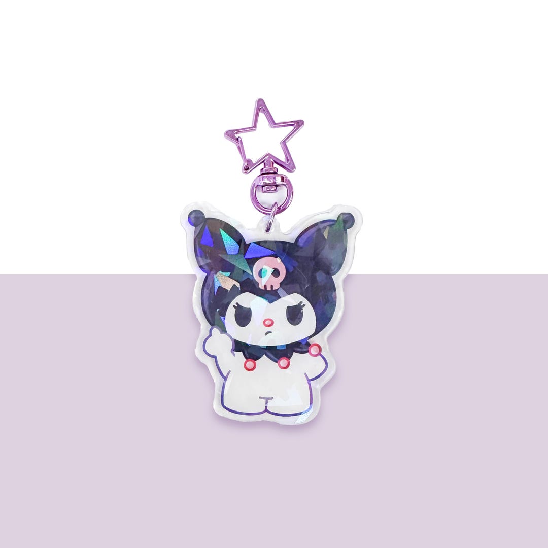 Holographic Kuromi Keychain - Cute Acrylic Kuromi Keychain - Sanrio ...