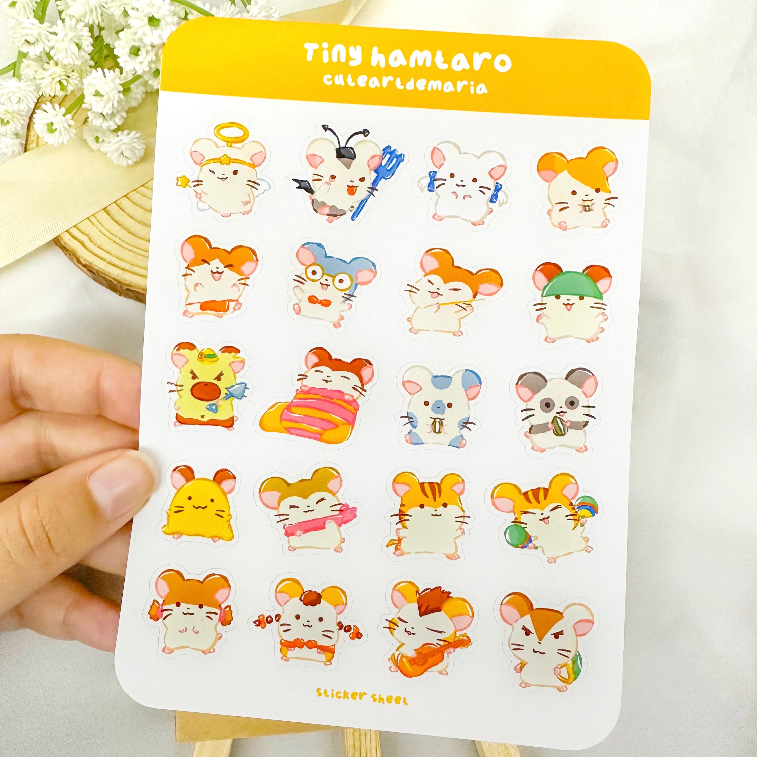 Tiny Hamtaro and Friends Sticker Sheet - Cute Handmade Hamtaro Stickers ...