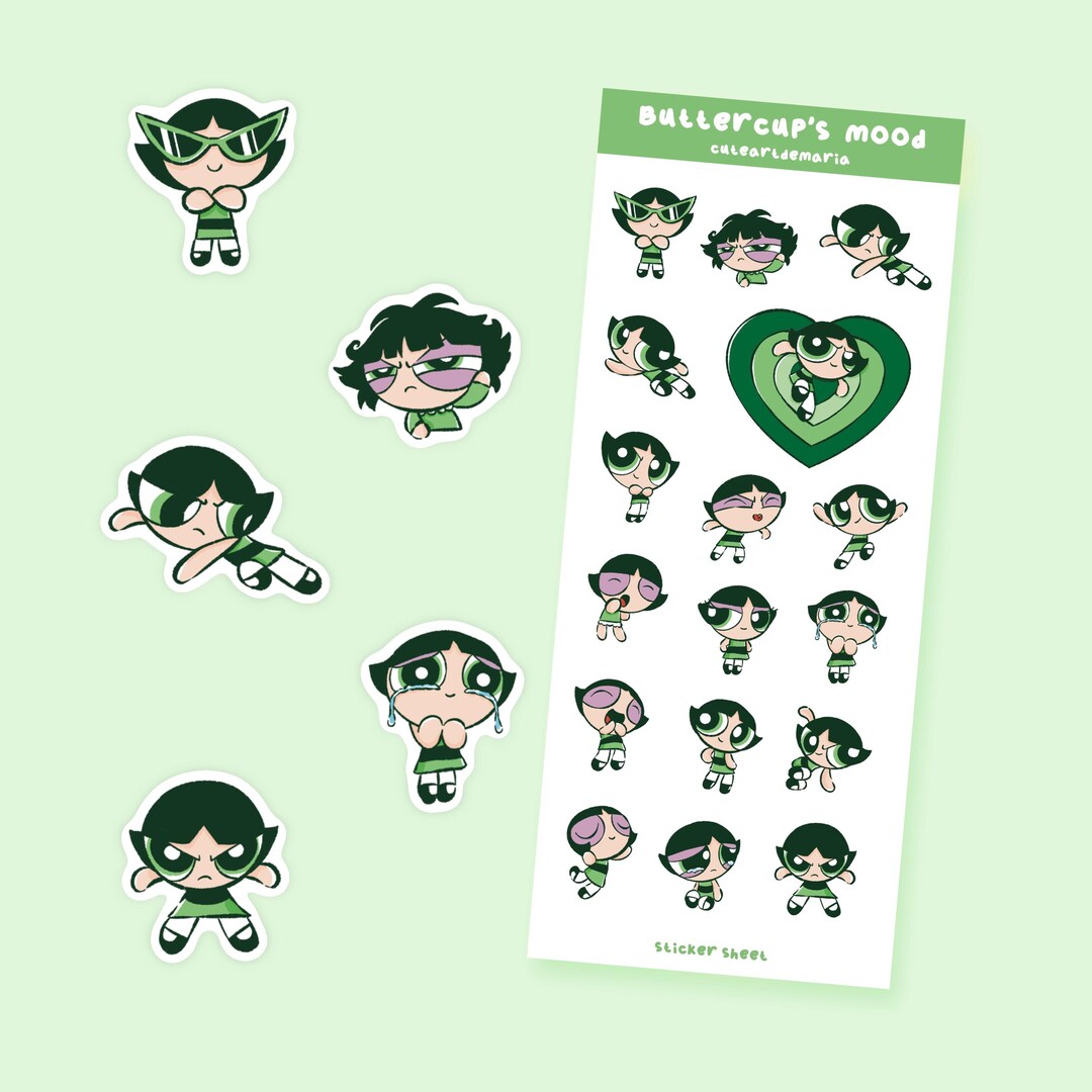 Buttercup's Mood Sticker Sheet - Cute Handmade Powerpuff Girls Stickers ...