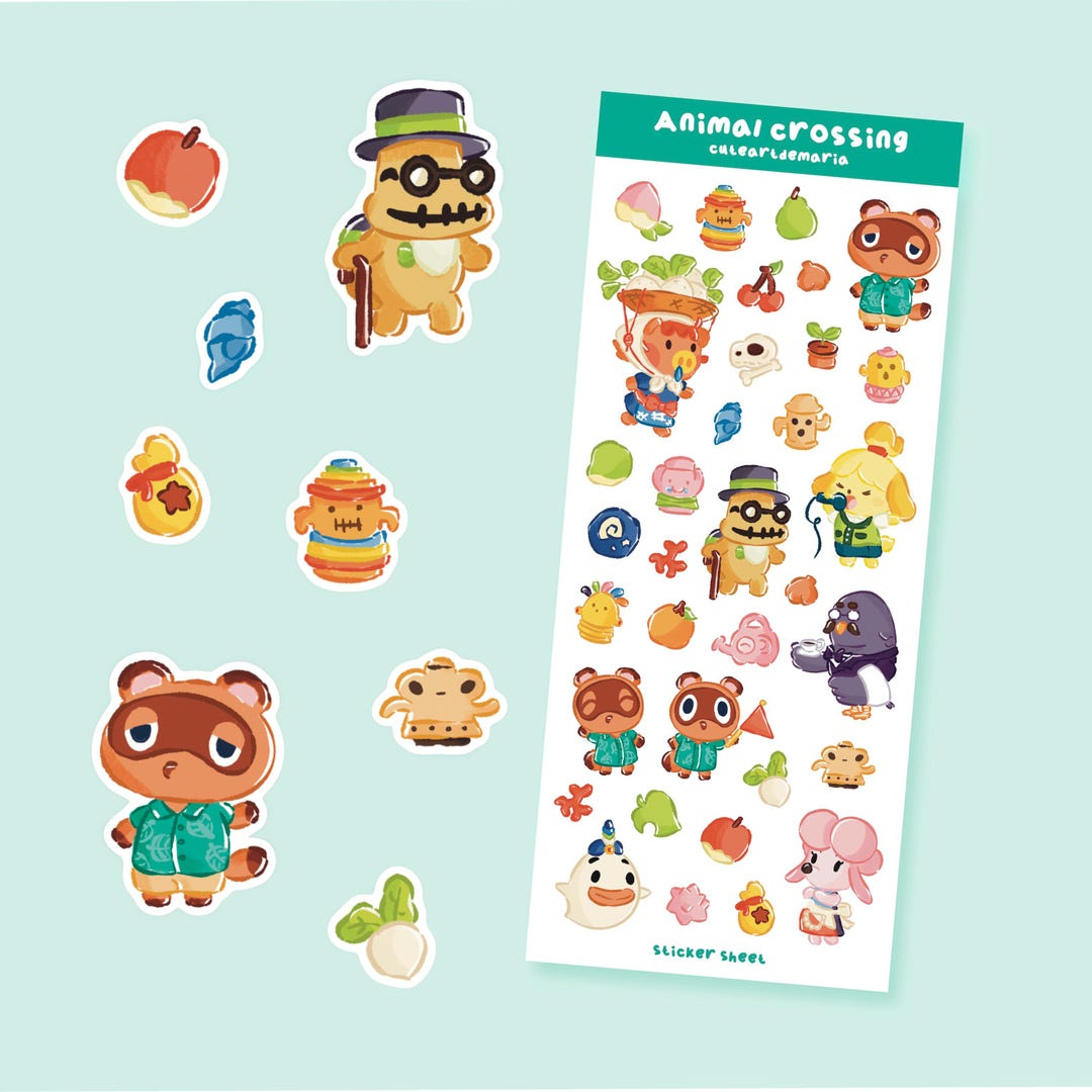Animal Crossing Sticker Sheet - Cute Handmade Animal Village Stickers ...