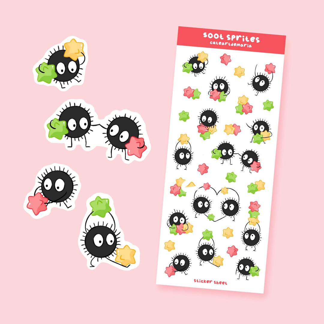 Soot Sprites Sticker Sheet - Cute Susuwatari Sticker Sheet - Studio ...