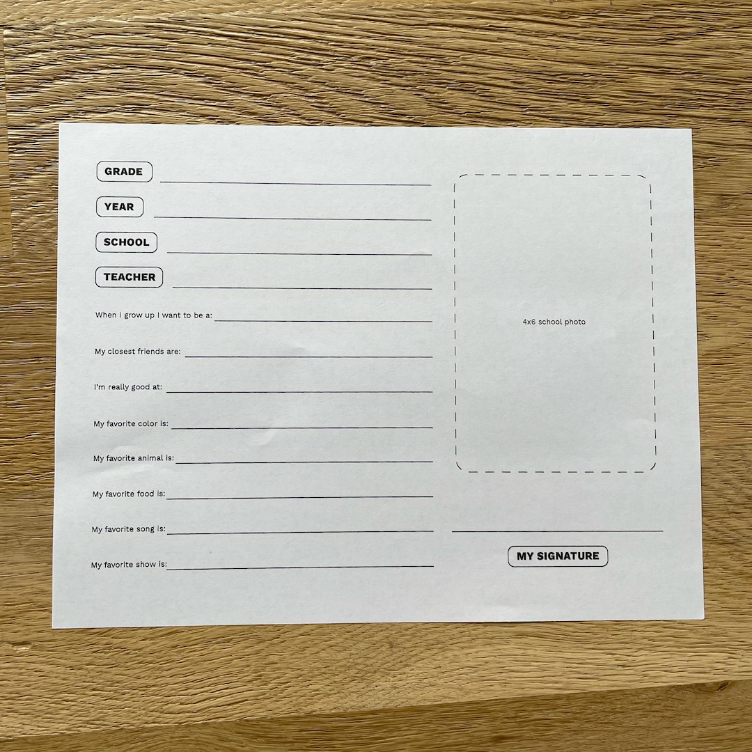 School Memories Interview Sheet - Etsy