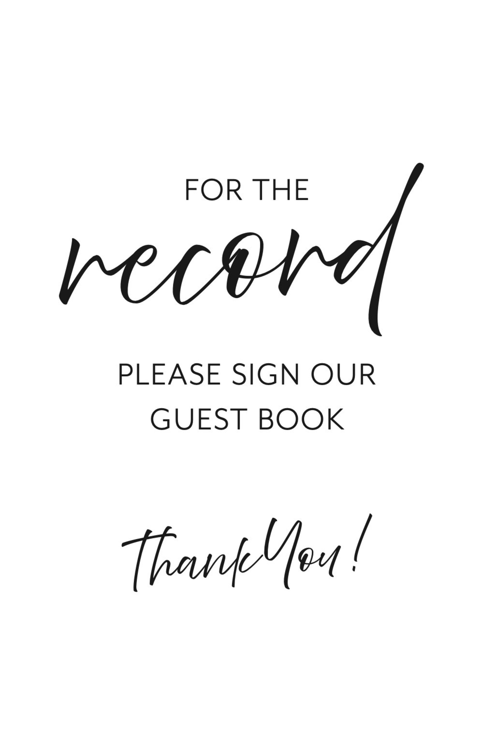 For the Record Guest Book Sign - Etsy
