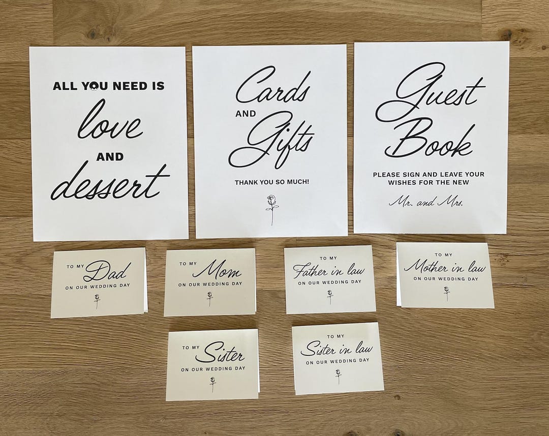 Wedding Day Signage & Cards Set (digital Download) - Etsy