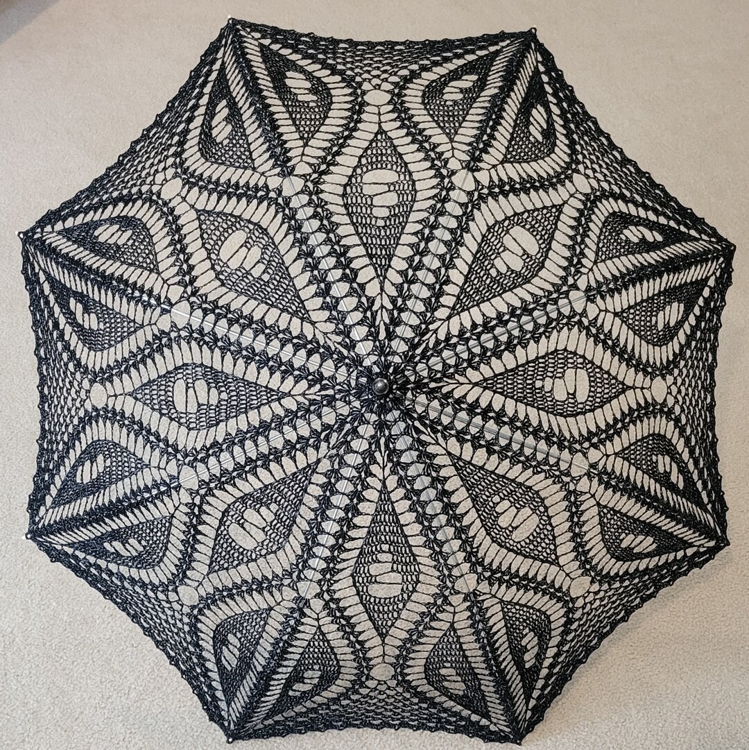 Sun Parasol (crochet): Handmade Cotton Lace Umbrella, Starry Night ...