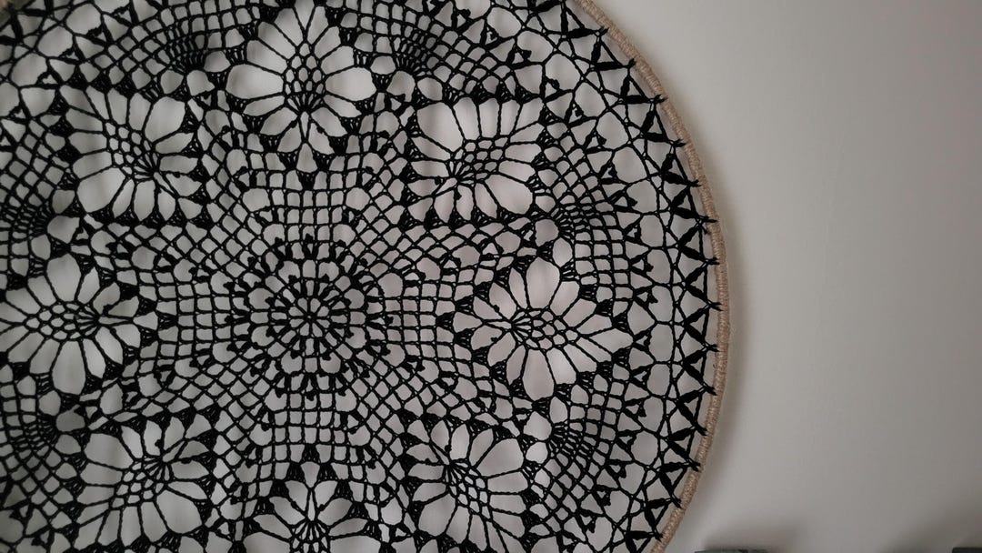 Crochet Wall Mandala -- "eight Point Star--black" - Etsy