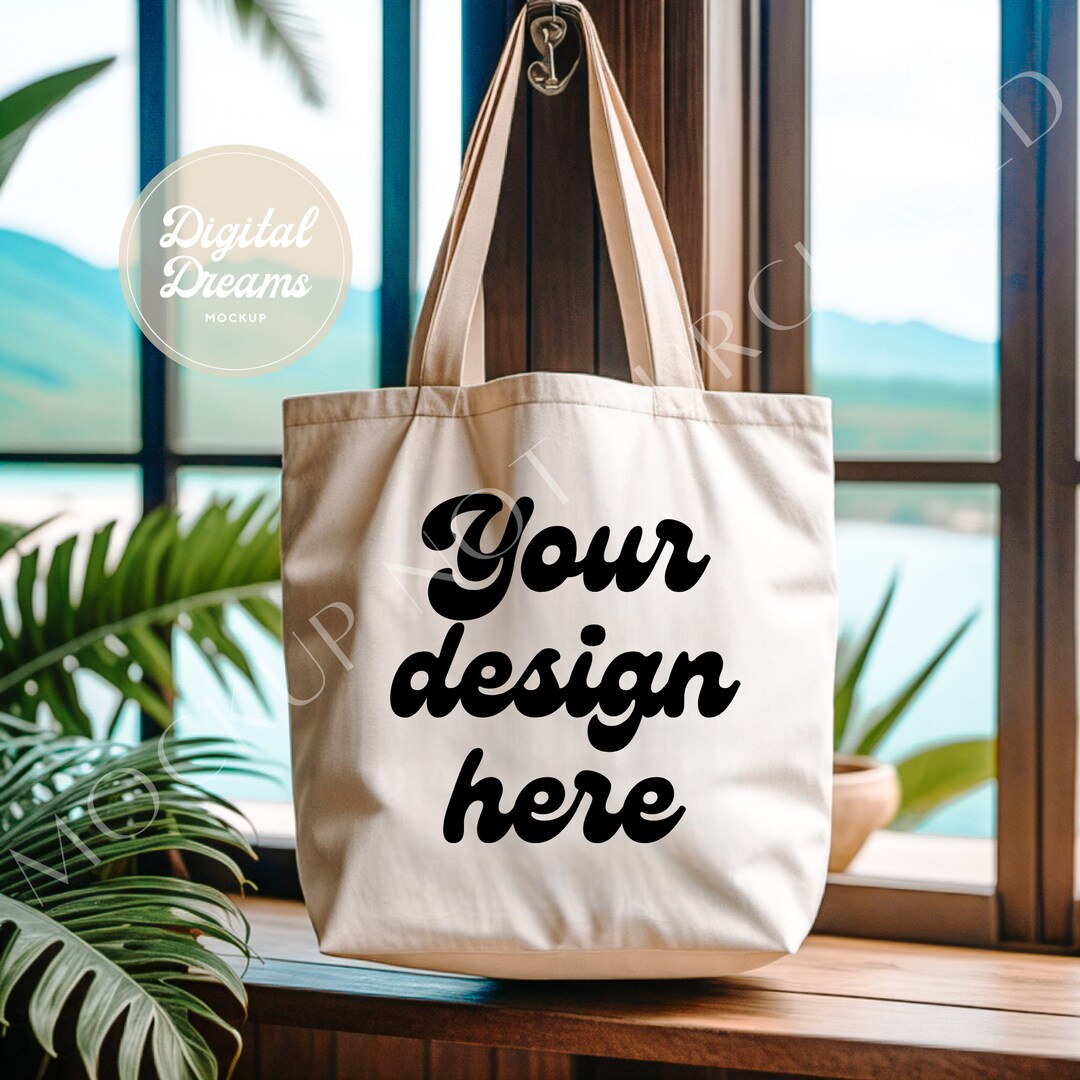 Tote Bag Mockup Cotton Canva Natural Tote Bag Mockup Blank Tote ...