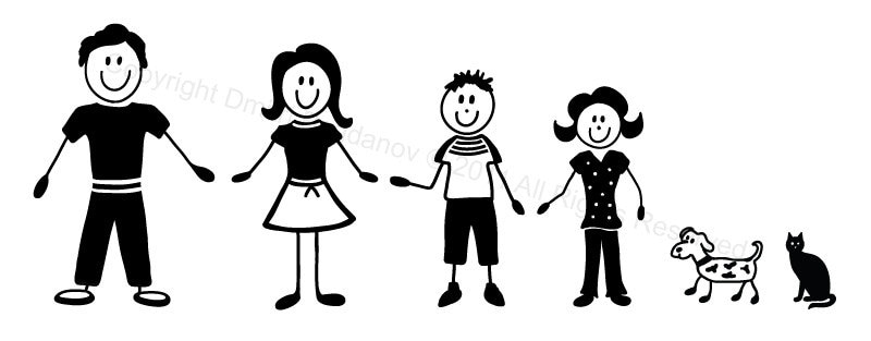 Family Figures Vinyl Decal Sticker Clings for Car Truck Van Vehicle ...