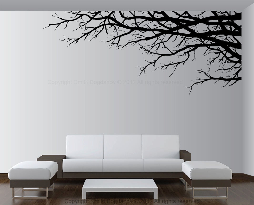 Size 97"w X 41"h Wall Vinyl Art Decor Tree Top Branches Sticker. Choose ...