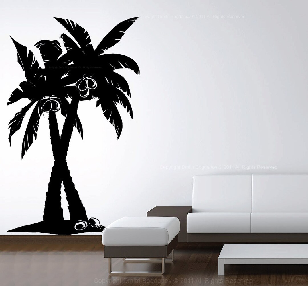 Coconut Palm Trees Forest Large Vinyl Wall Art Decal Removable Sticker ...