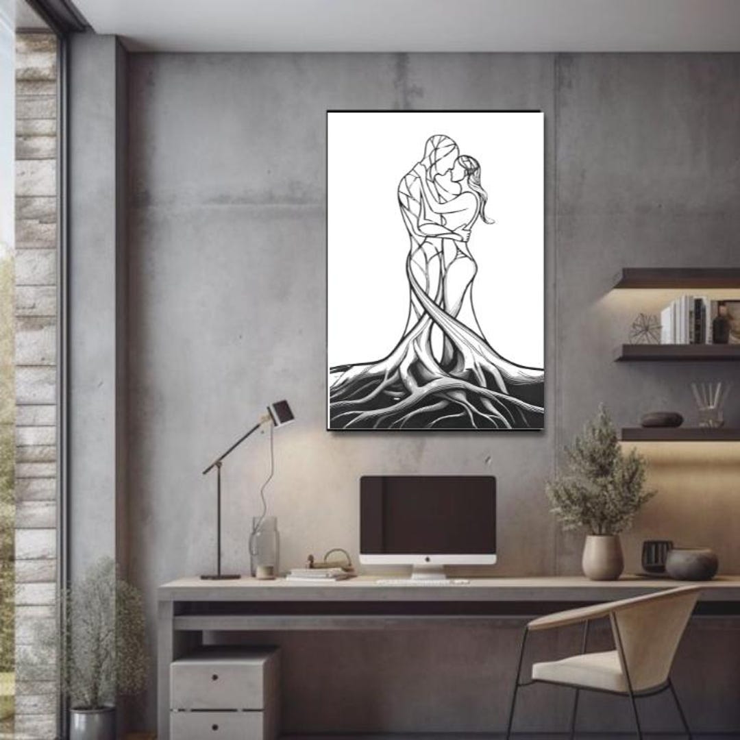 Sensual Couple Line Art, Romantic Drawing, Abstract One Line Art Print ...