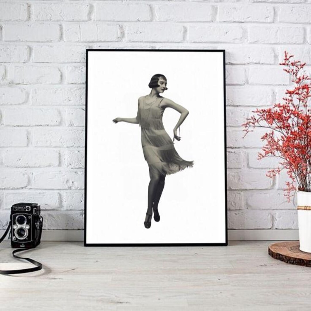 Flapper Dance Art Deco Printable, 1920s Vintage Flapper Prints, Black ...