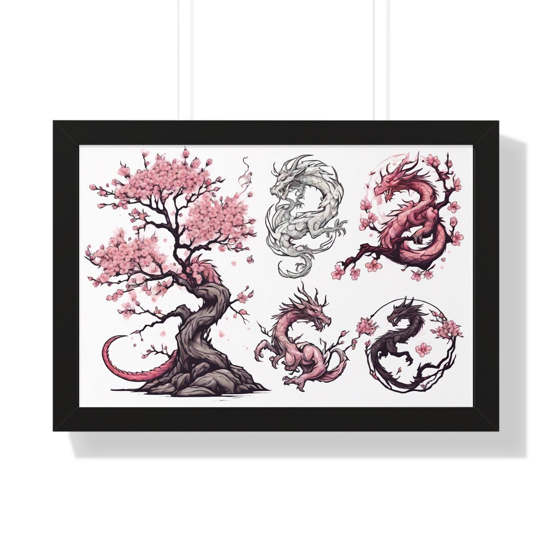 Cherry Blossom Dragons Original Concept Sketch Art V2 - Etsy